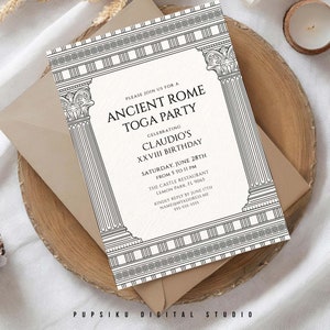 CUSTOM COLORS Roman Party Invitation, 5x7 Editable Template With ...