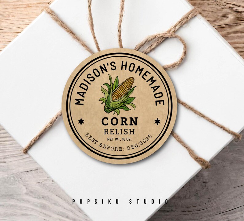 Corn Relish Canning Label, Editable 2x2 Square or Round Jar Sticker ...