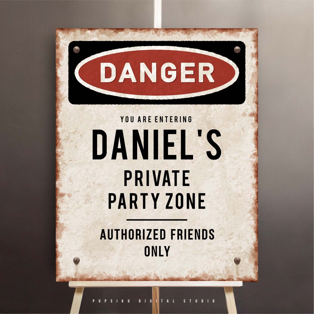 Rusty DANGER Sign With Custom Text Poster, Editable Halloween Wall ...