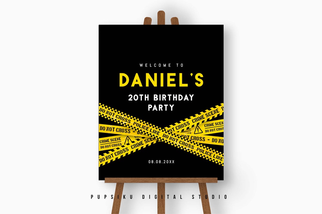 Welcome Sign With Yellow Police Tapes Editable Murder Mystery - Etsy