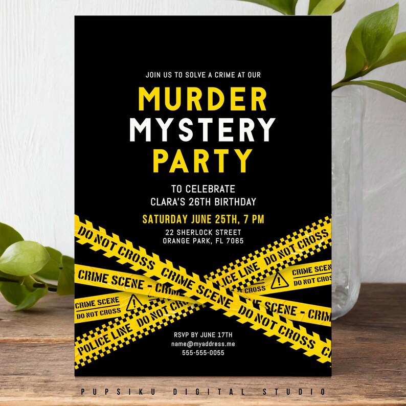 Murder Mystery Birthday Party Invitation, Editable 5x7" Card, PRINTABLE ...