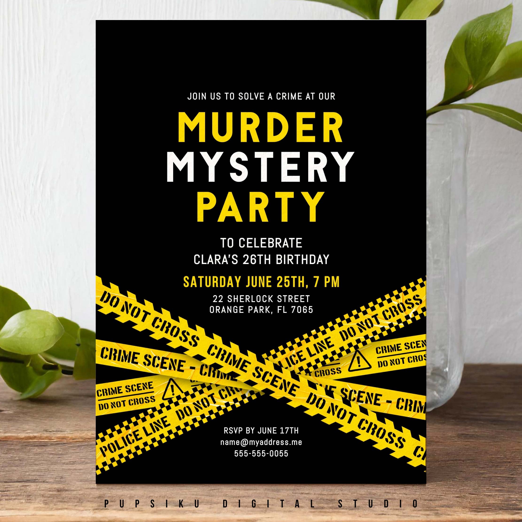 Murder Mystery Birthday Party Invitation, Editable 5x7" Card, PRINTABLE ...