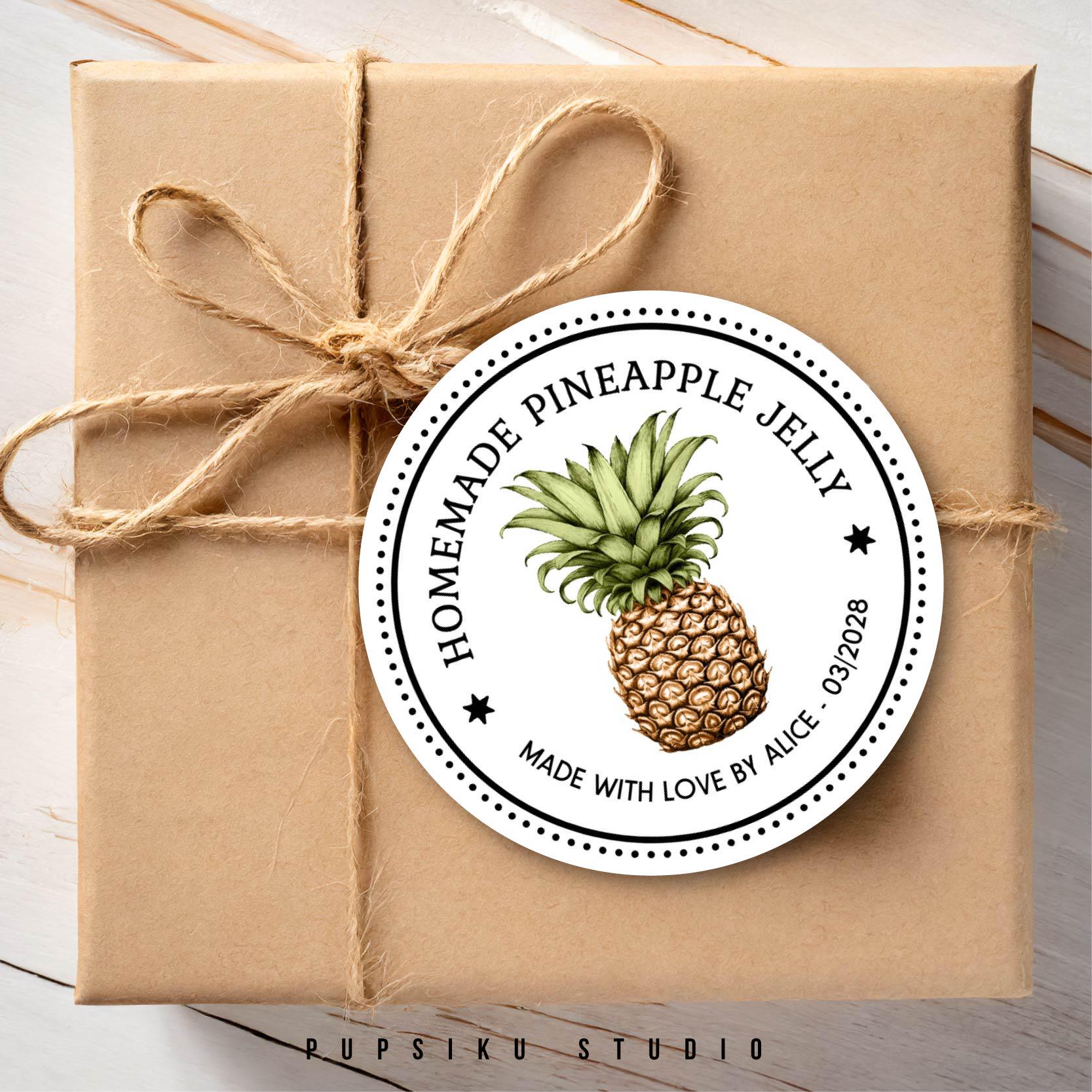Pineapple Canning Label With Custom Text, Editable 2"x2" Square or ...