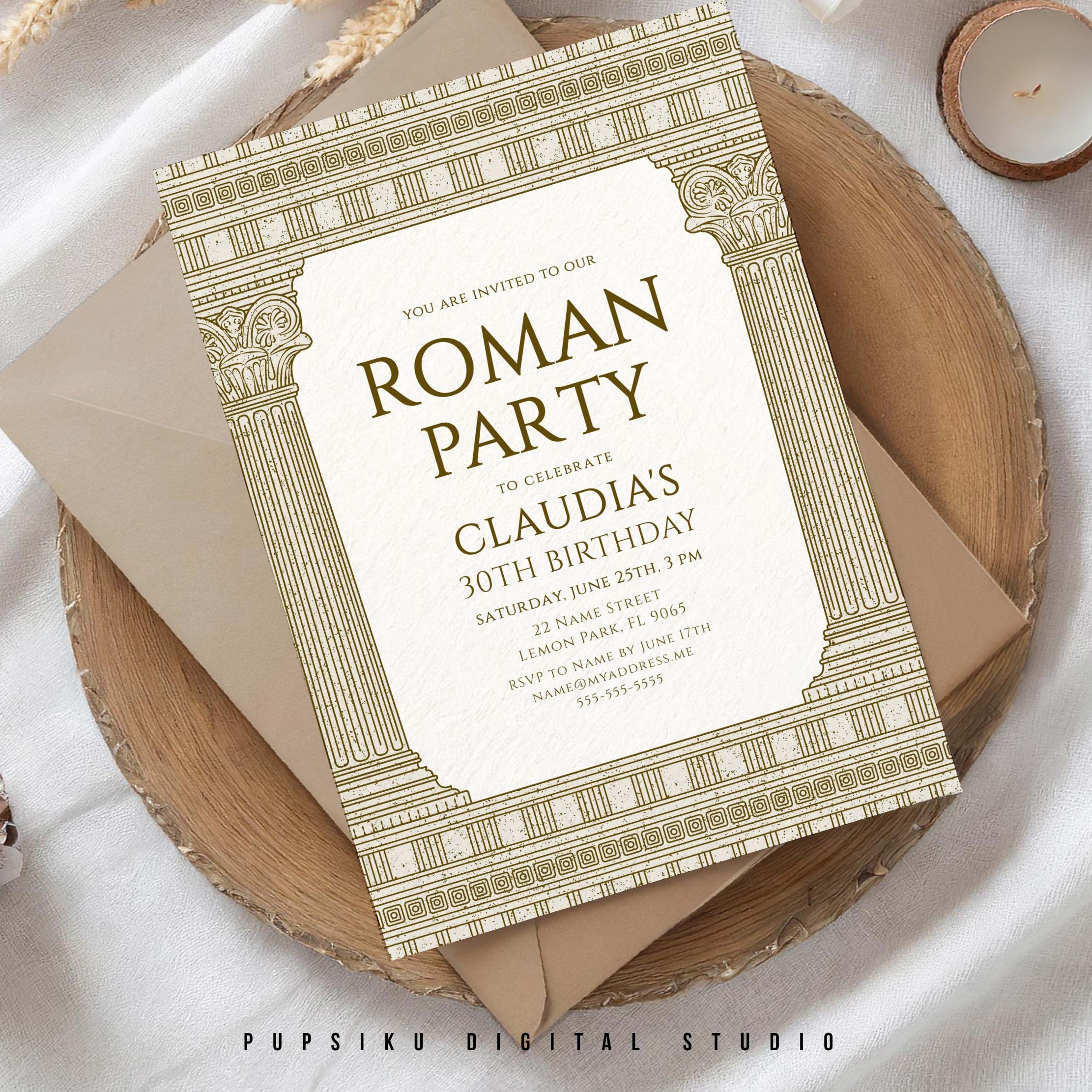 Roman Toga Party Invitation: Ancient Greece Birthday (editable Corjl ...