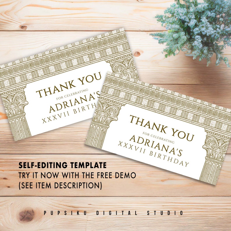 Roman Temple Party Favor Box Label: Editable Gable Box Sticker (digital ...