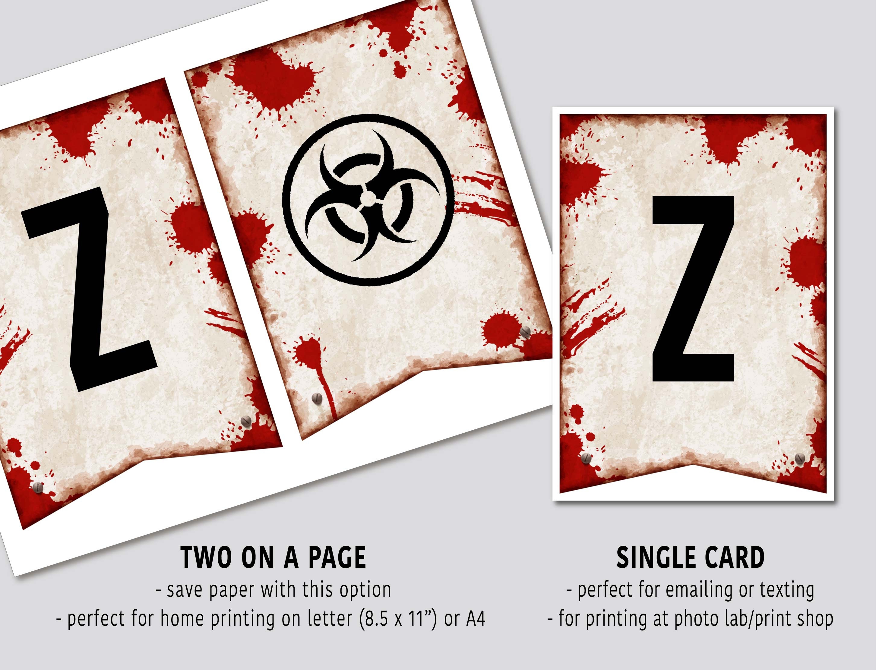 Zombie Flag Banner With Blood and Biohazard Symbols, 5x7 Editable ...
