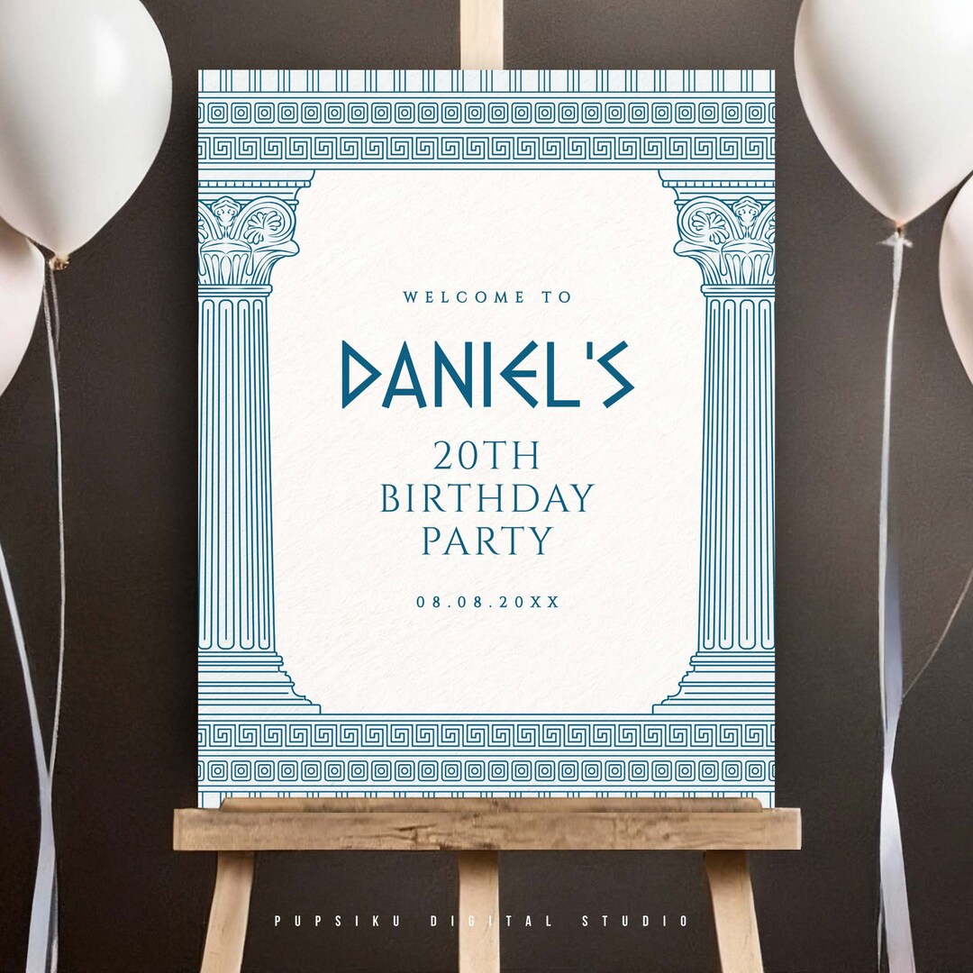 CUSTOM COLORS Greek Welcome Sign With Temple, 16x20” Editable Birthday ...