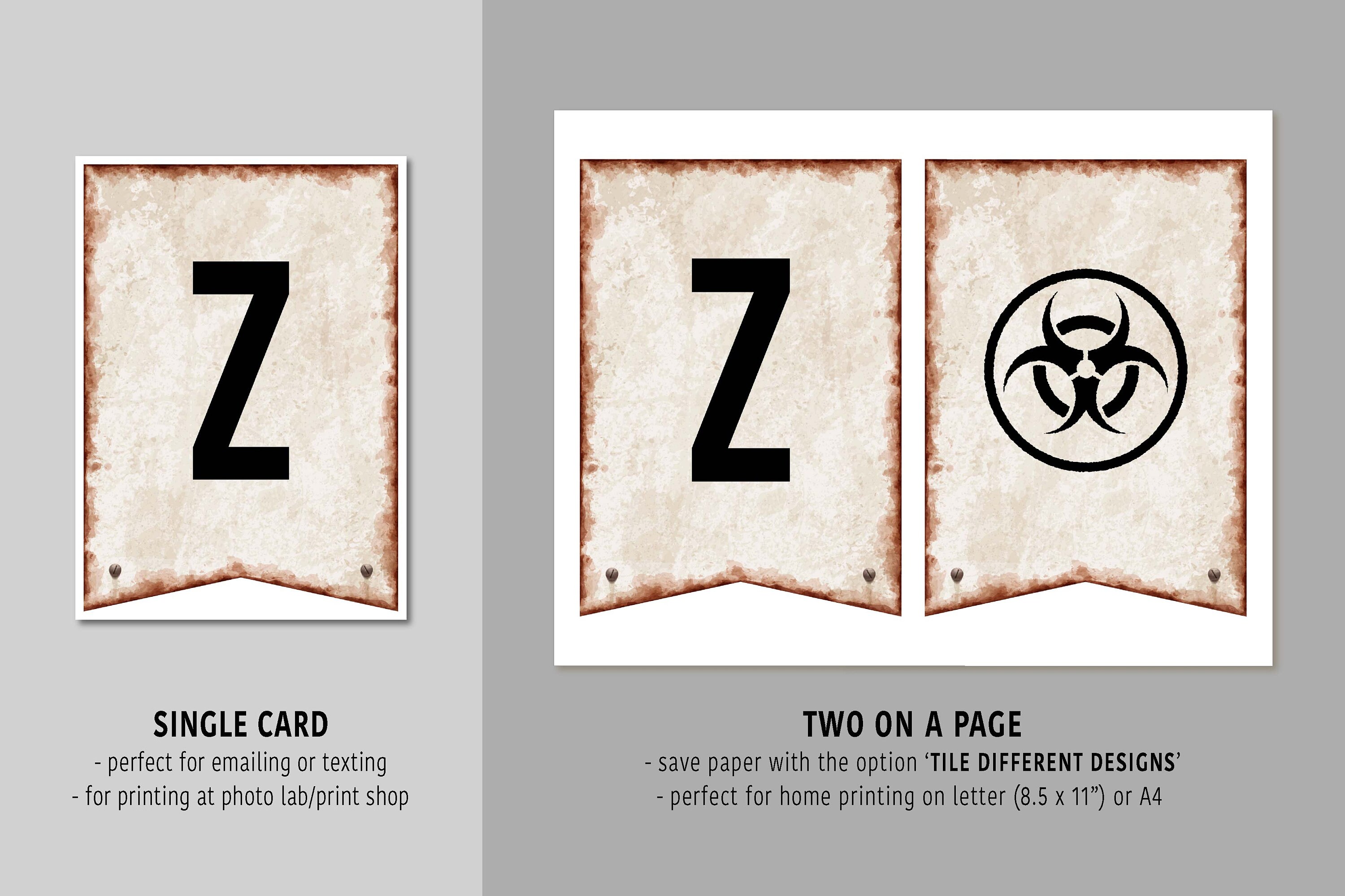 Rusty Flag Banner With Biohazard Symbols 5x7 Editable Zombie - Etsy