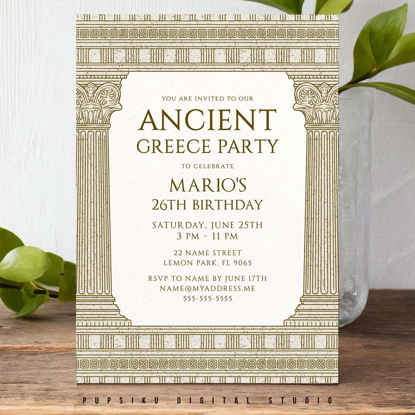 Ancient Greece Birthday Party Invitation: Editable Temple Columns (digital Download) - Etsy