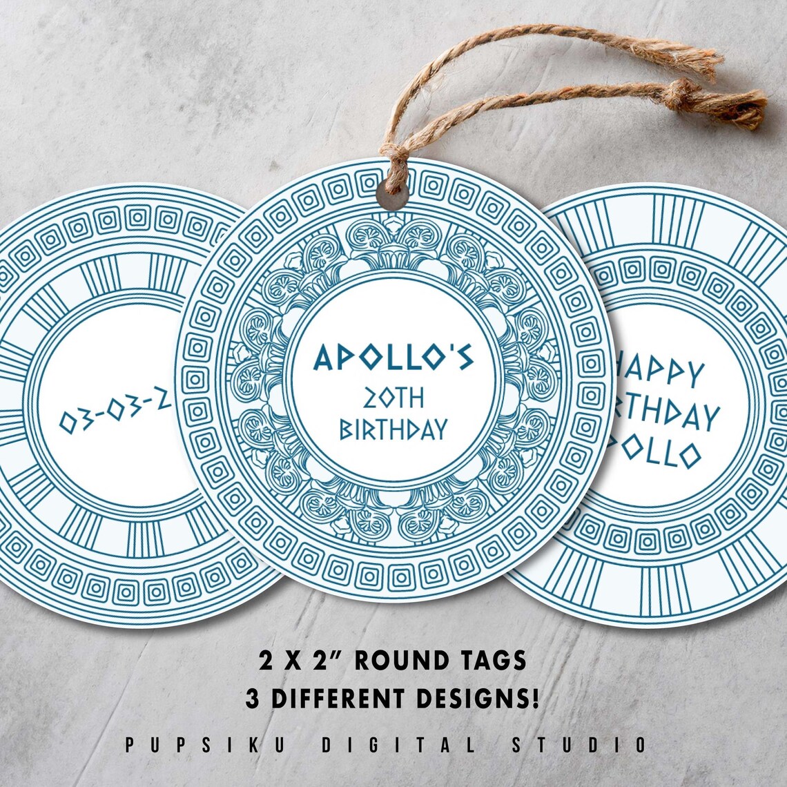 Greek Party Invites & Tags Bundle With CUSTOM COLORS, 4 X Editable ...