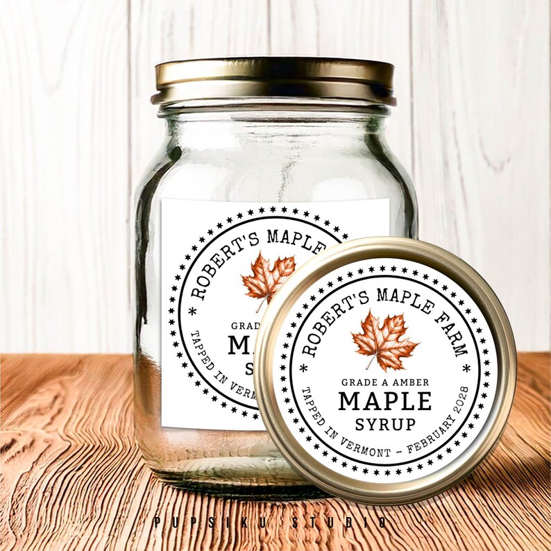 Maple Syrup Canning Label: Editable Jar Sticker Template (digital ...