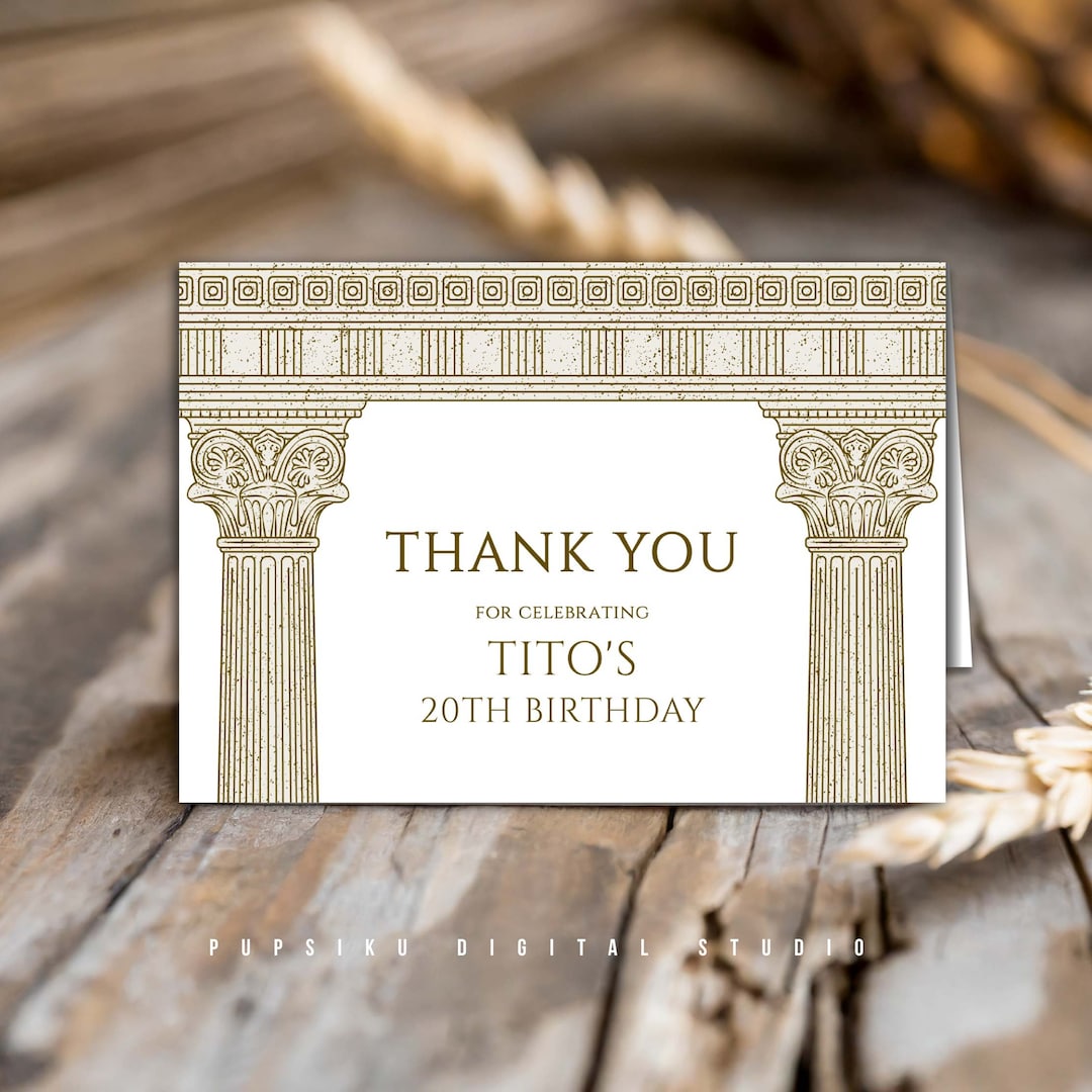 Roman Temple Thank You Card: Ancient History Party Favor (digital ...