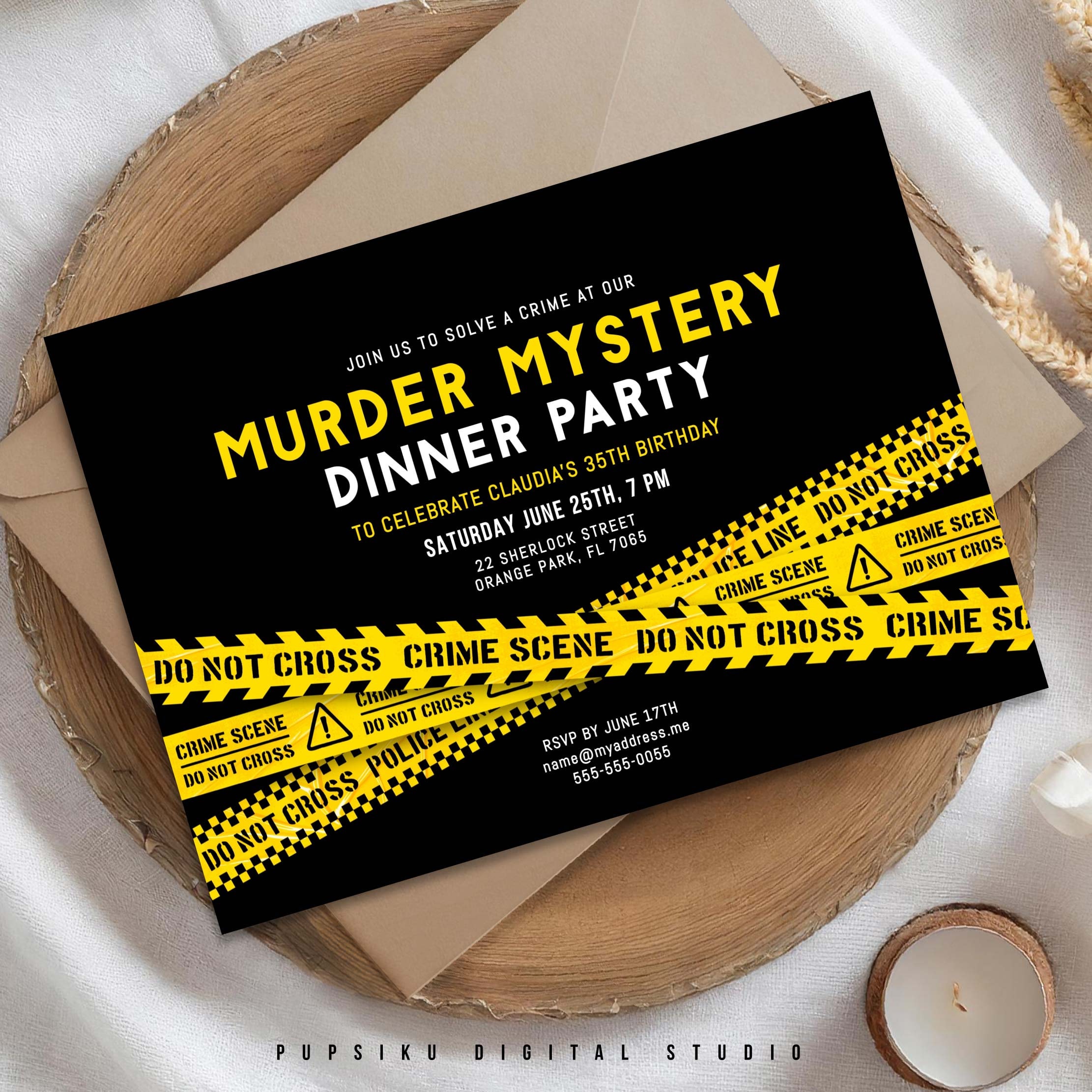 Murder Mystery Birthday Party Invitation, Detective or Police Crime ...