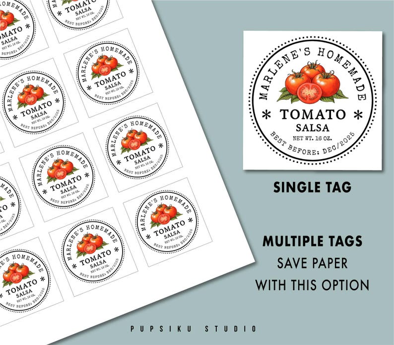 Tomato Salsa Canning Label: Editable Jar Sticker (digital Download, 2x2 ...
