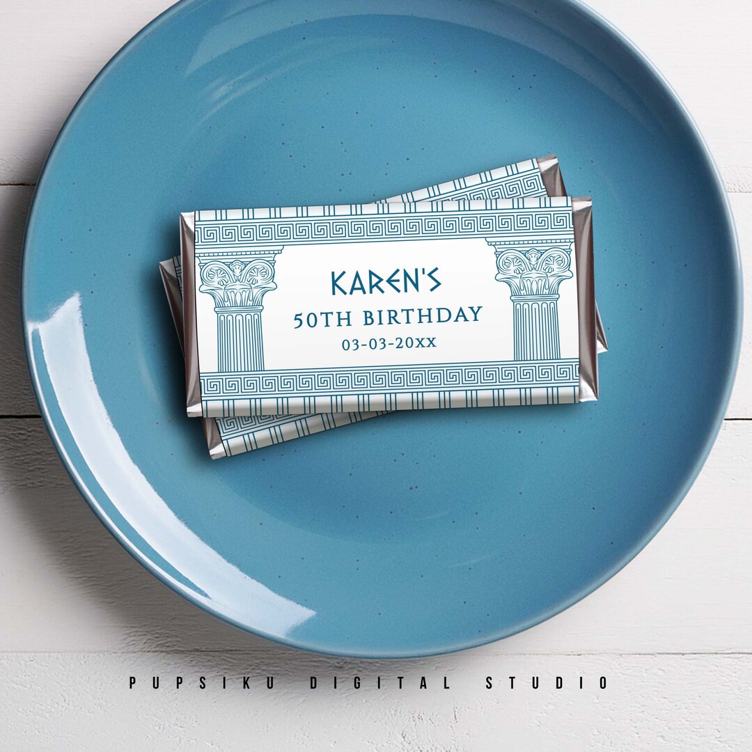 CUSTOM COLORS Greek Candy Bar Wrapper, Editable Party Template, Costume ...