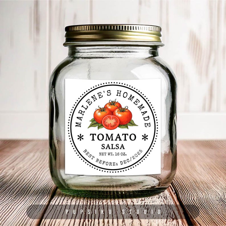 Tomato Salsa Canning Label: Editable Jar Sticker (digital Download, 2x2 ...