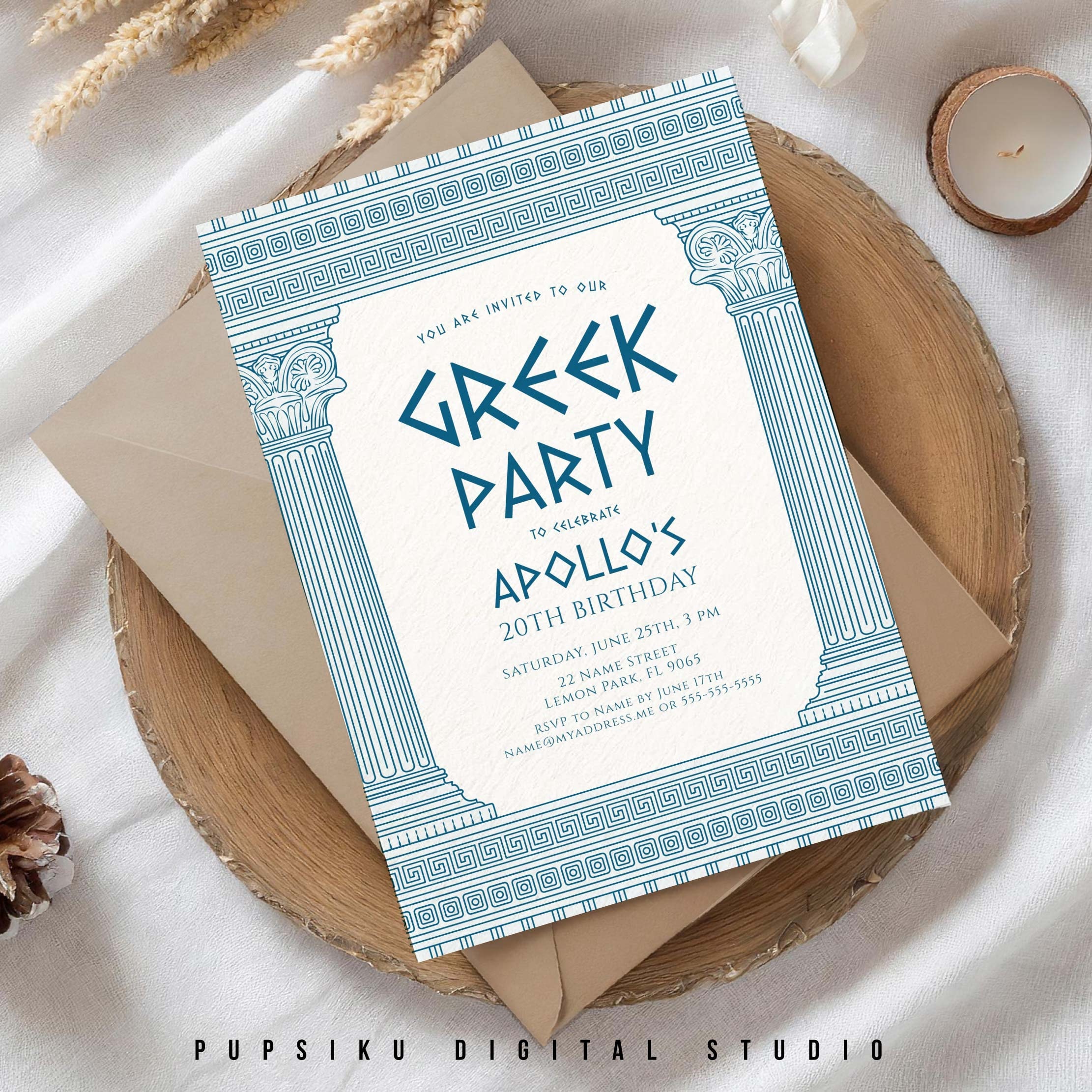 Greek Party Invitation: Editable Toga Theme (custom Colors, Digital ...
