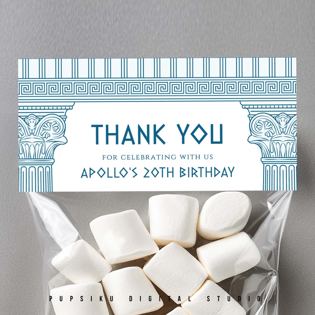Custom Greek Birthday Party Favor Bag Topper (digital Download) - Etsy