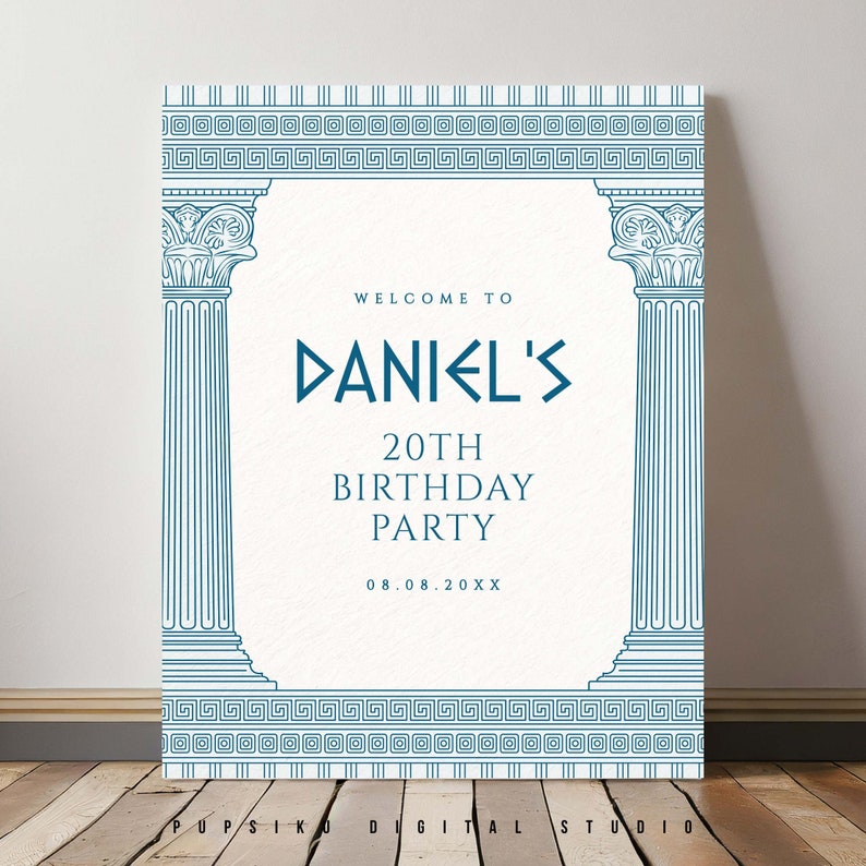 Custom Greek Welcome Sign: Editable Birthday Party Decor (digital ...