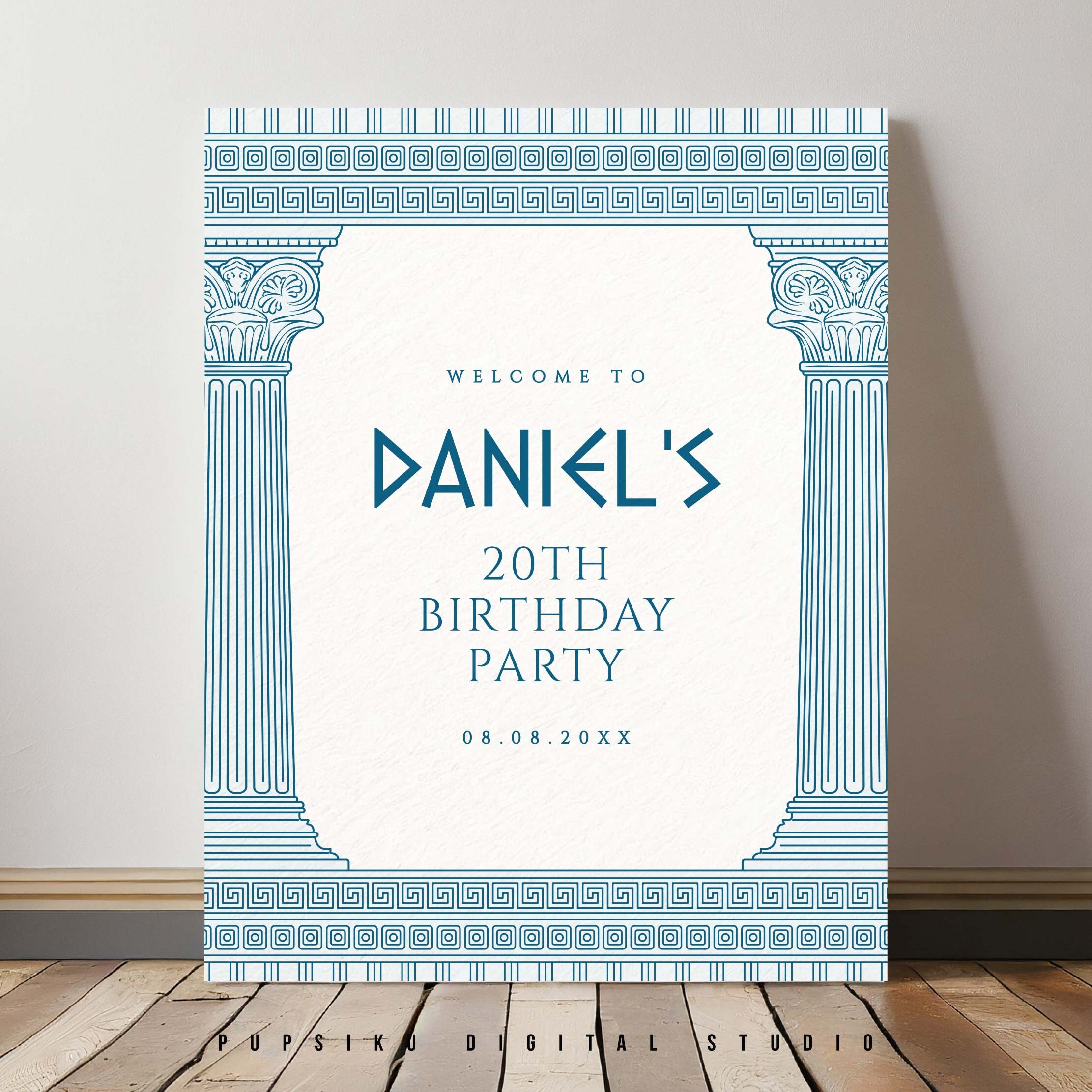 CUSTOM COLORS Greek Welcome Sign With Temple, 16x20” Editable Birthday ...