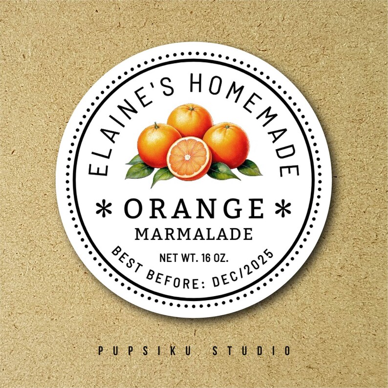 Orange Marmalade Label: Editable Canning Jar Sticker Template (2x2 ...