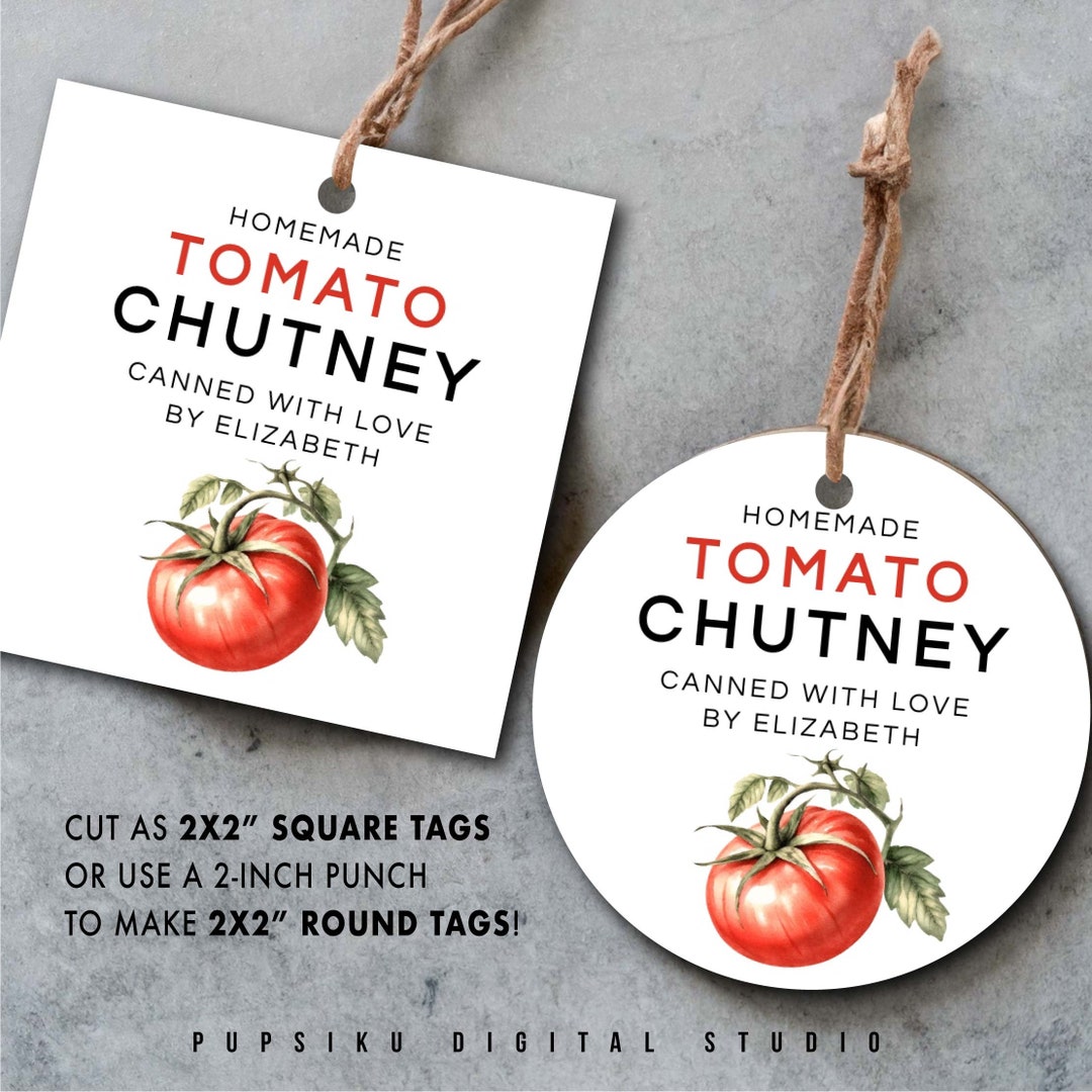 Editable Canning Label With Red Tomato, 2x2 Square or Round Sticker ...