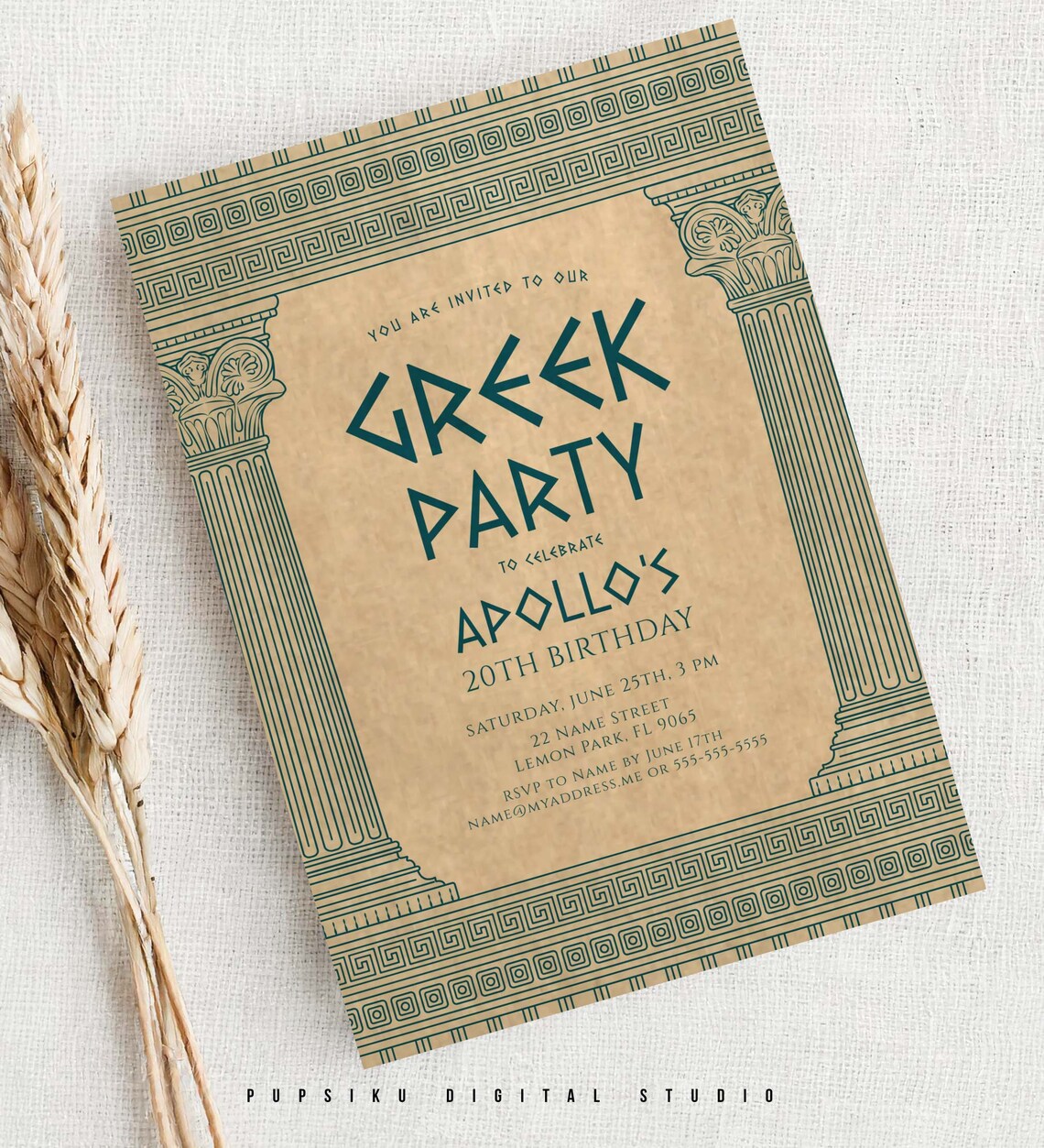Greek Party Invitation: Editable Toga Theme (custom Colors, Digital ...