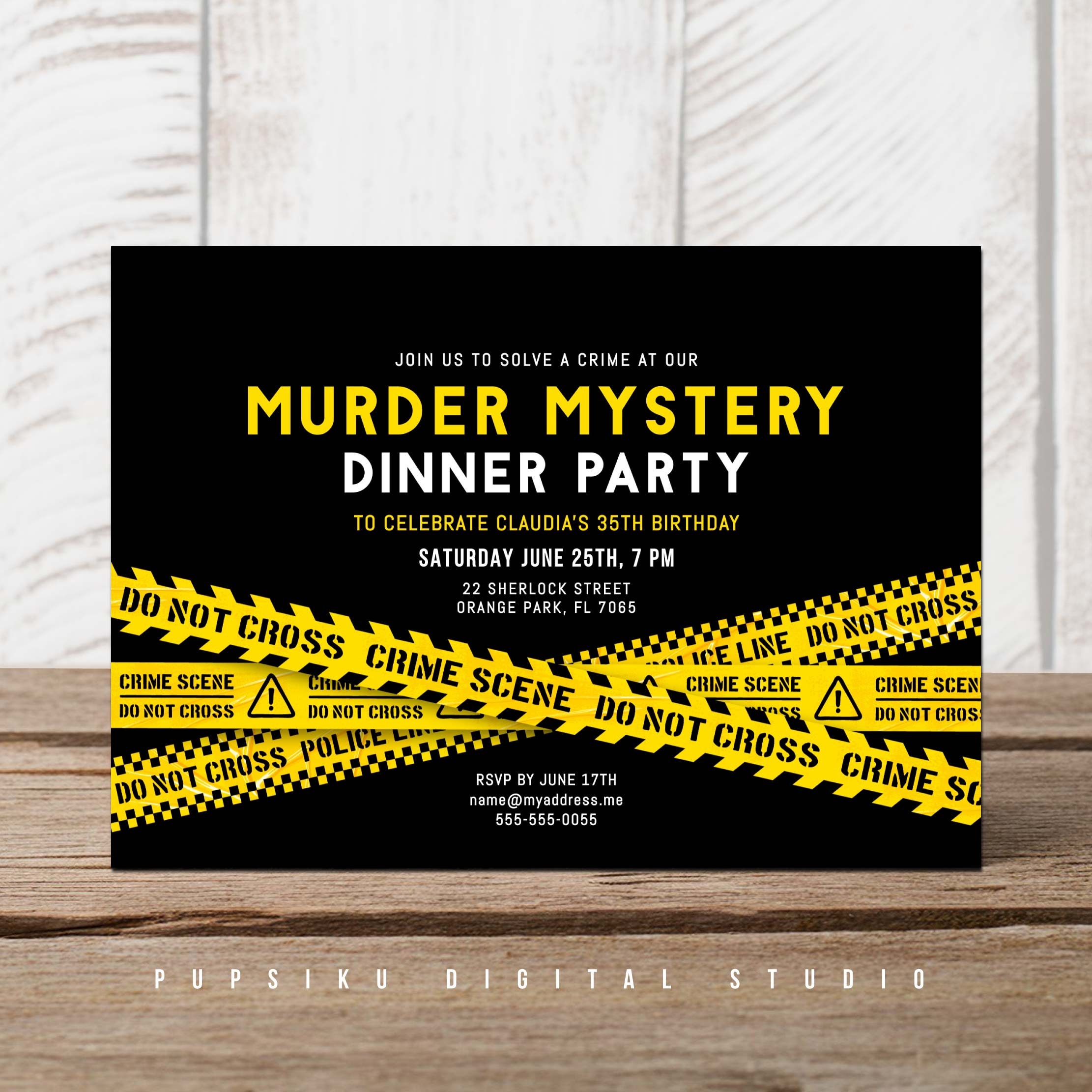 Murder Mystery Birthday Party Invitation, Detective or Police Crime ...