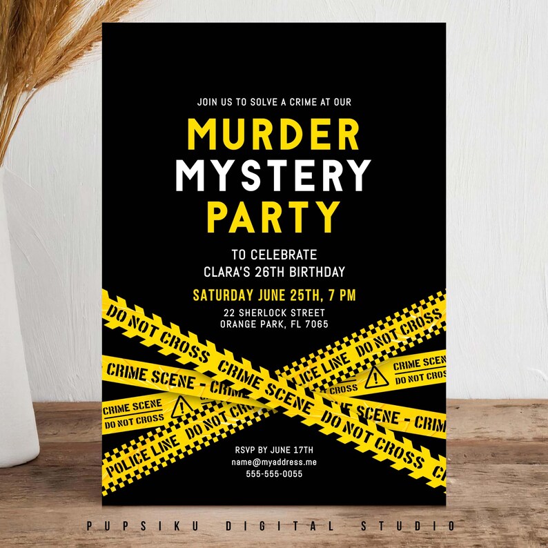 Murder Mystery Birthday Party Invitation, Editable 5x7" Card, PRINTABLE ...