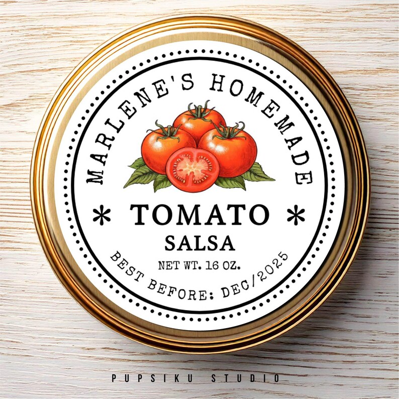 Tomato Salsa Canning Label: Editable Jar Sticker (digital Download, 2x2 ...
