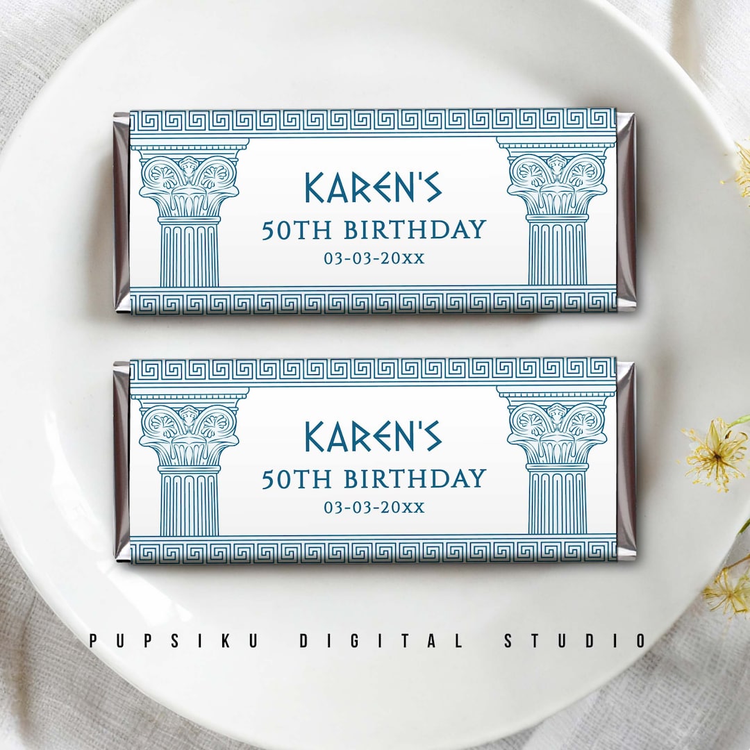 CUSTOM COLORS Greek Candy Bar Wrapper, Editable Party Template, Costume ...