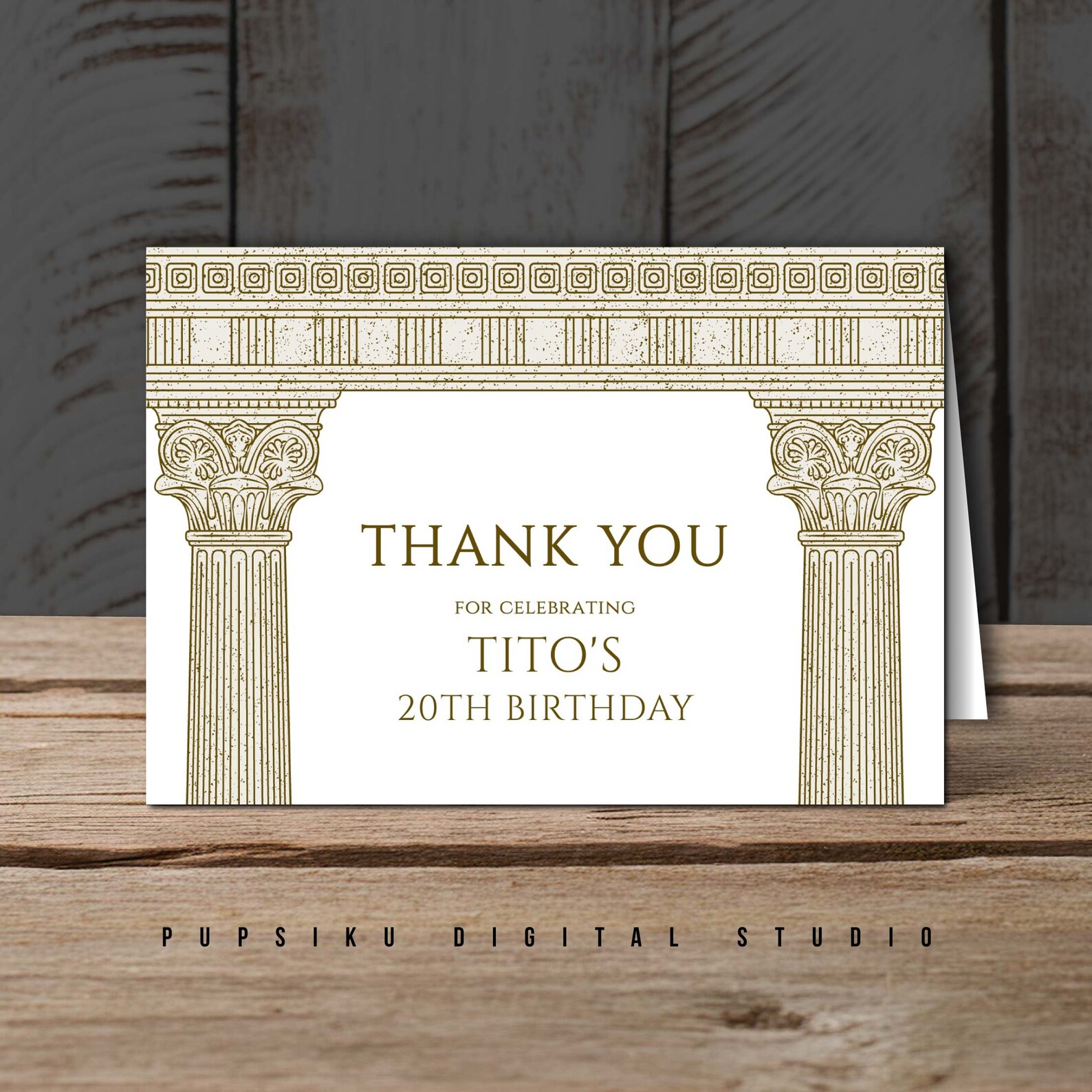 Roman Temple Thank You Card: Ancient History Party Favor (digital ...