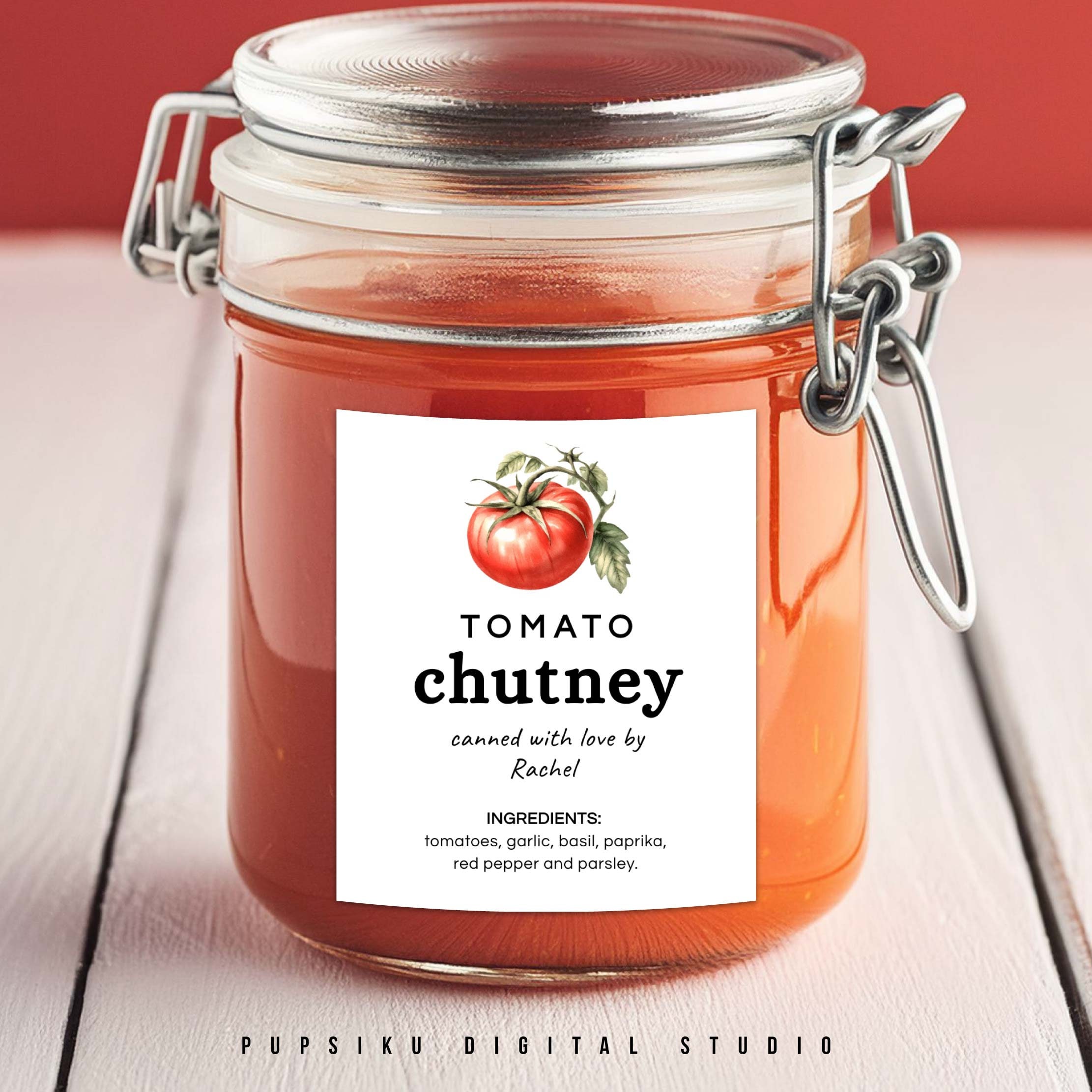Tomato Chutney Food Label, Editable 2.5x3 Canning Label for Homemade ...