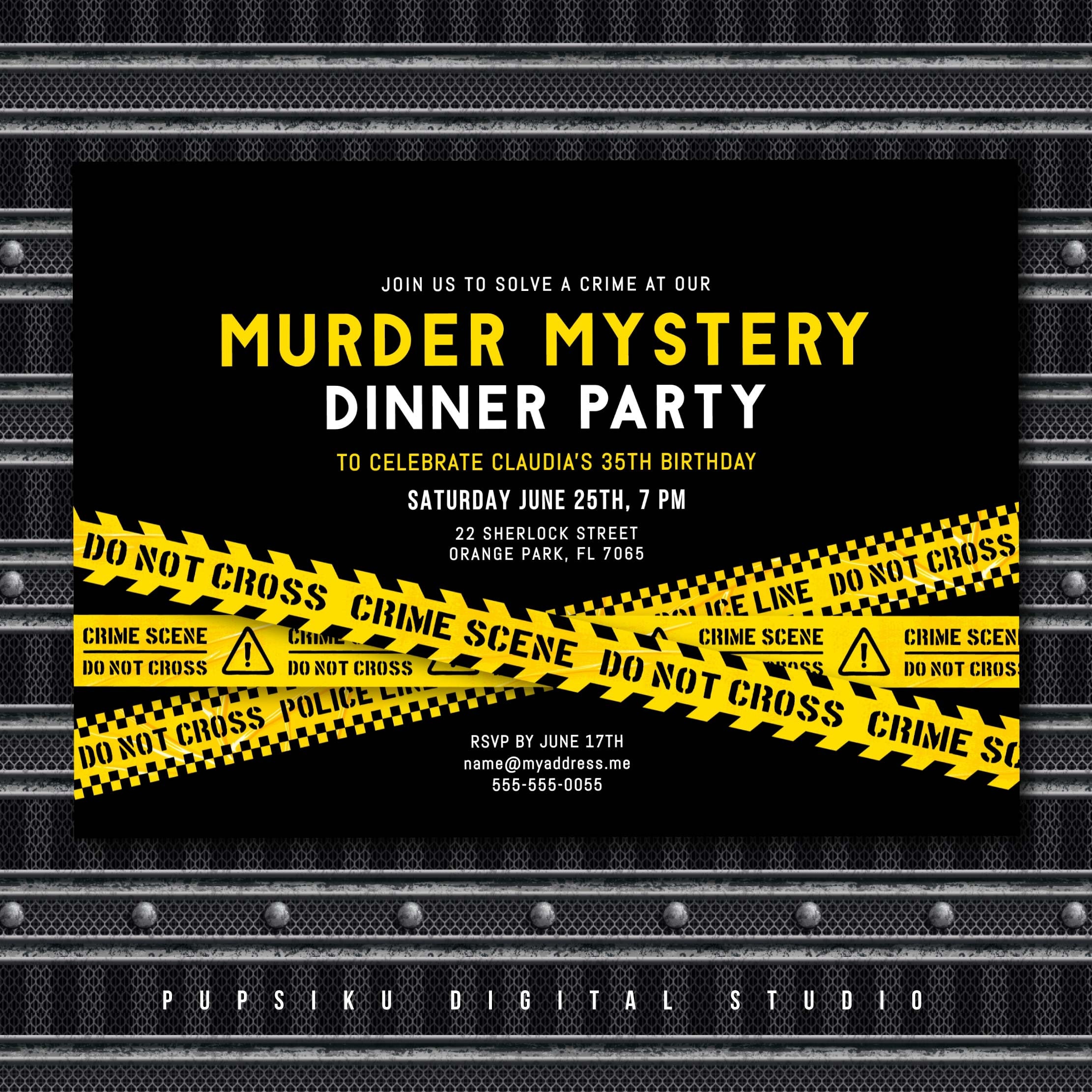 Murder Mystery Birthday Party Invitation, Detective or Police Crime ...