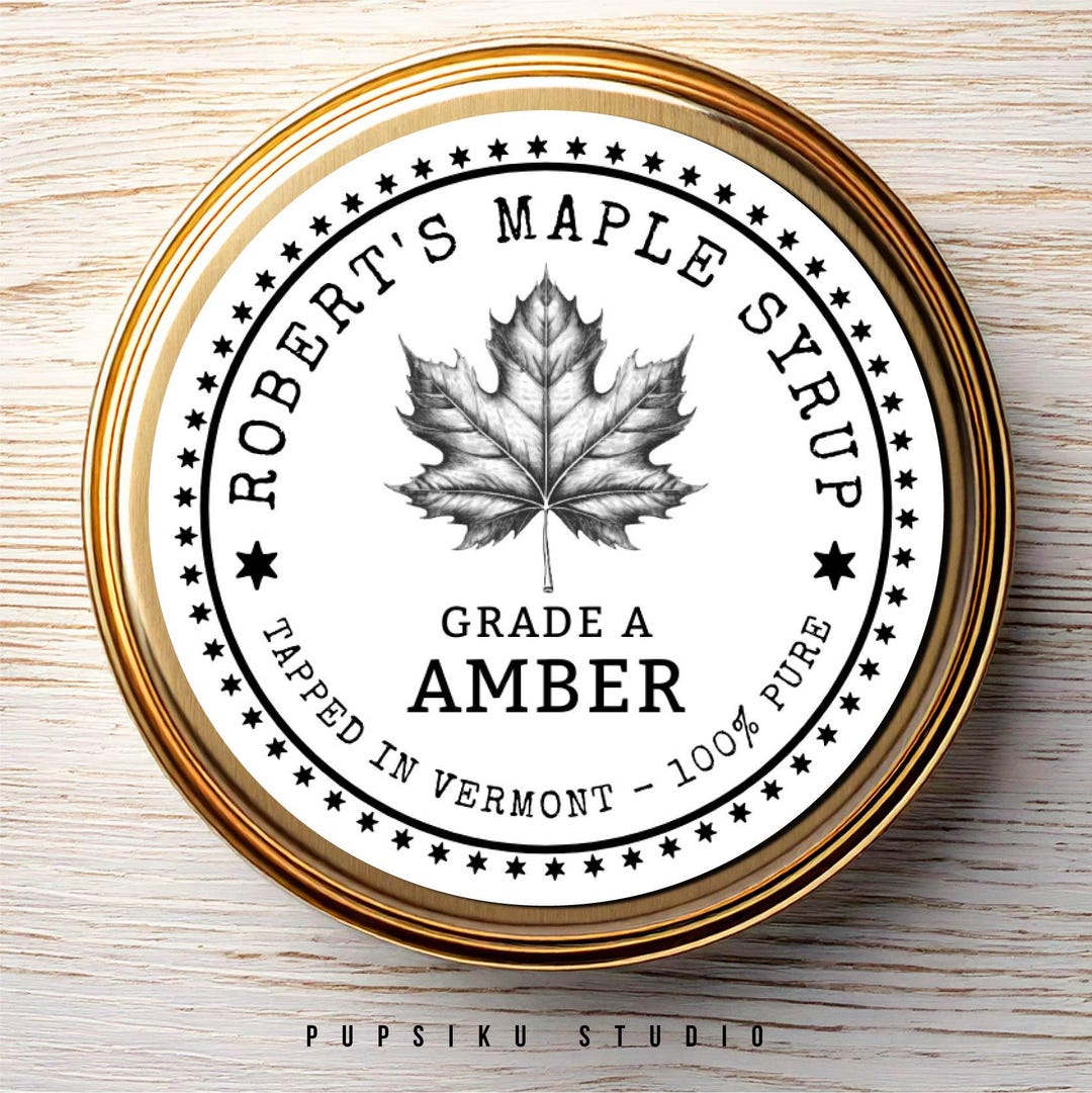 Maple Syrup Canning Label, Editable Black & White 2x2 Square or Round ...