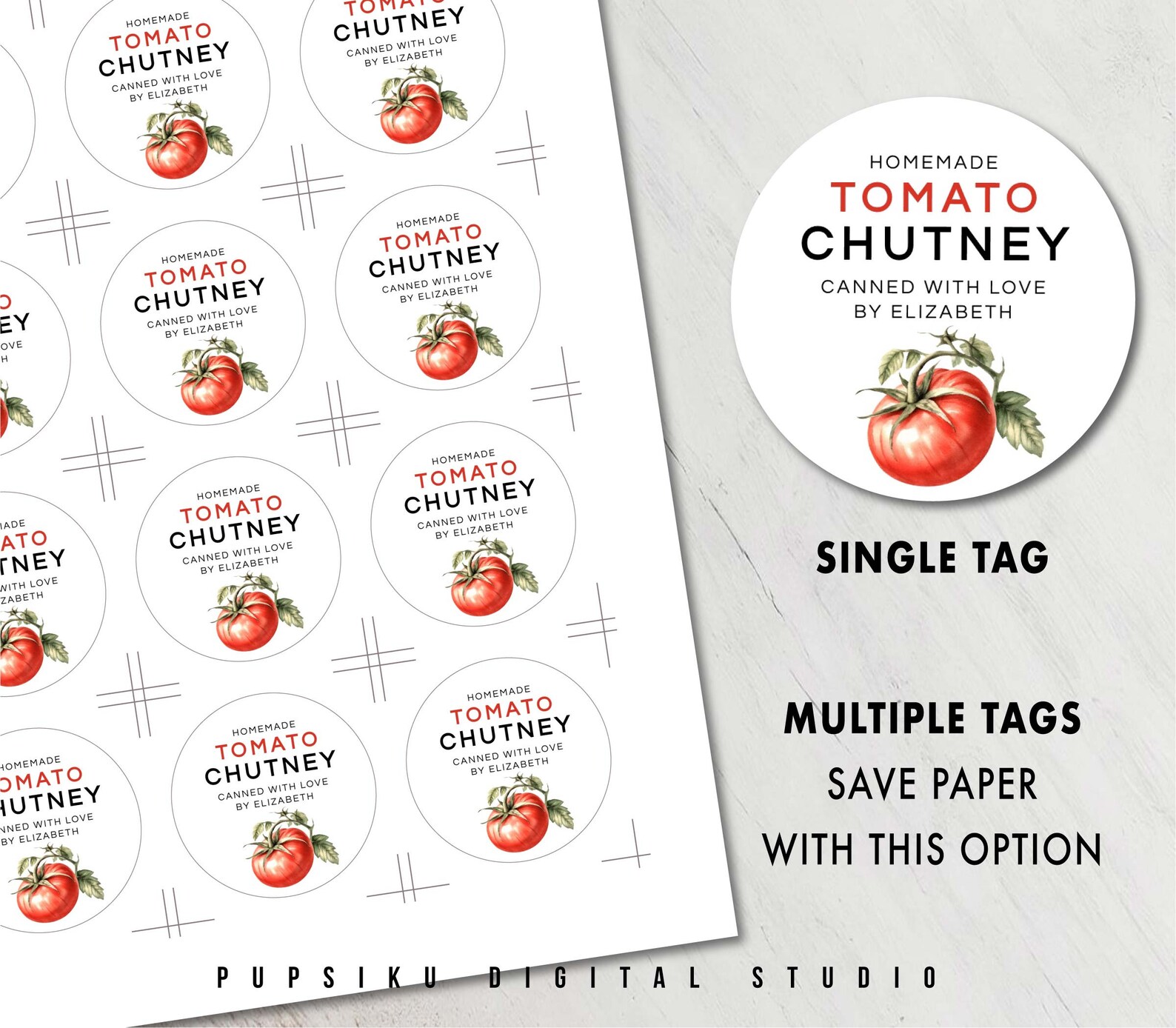 Editable Canning Label With Red Tomato, 2x2 Square or Round Sticker ...