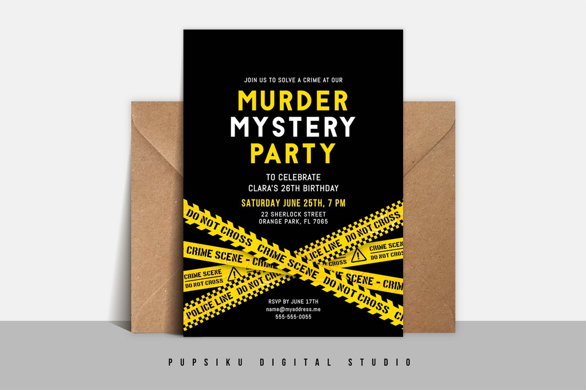 Murder Mystery Birthday Party Invitation, Detective or Police Crime ...