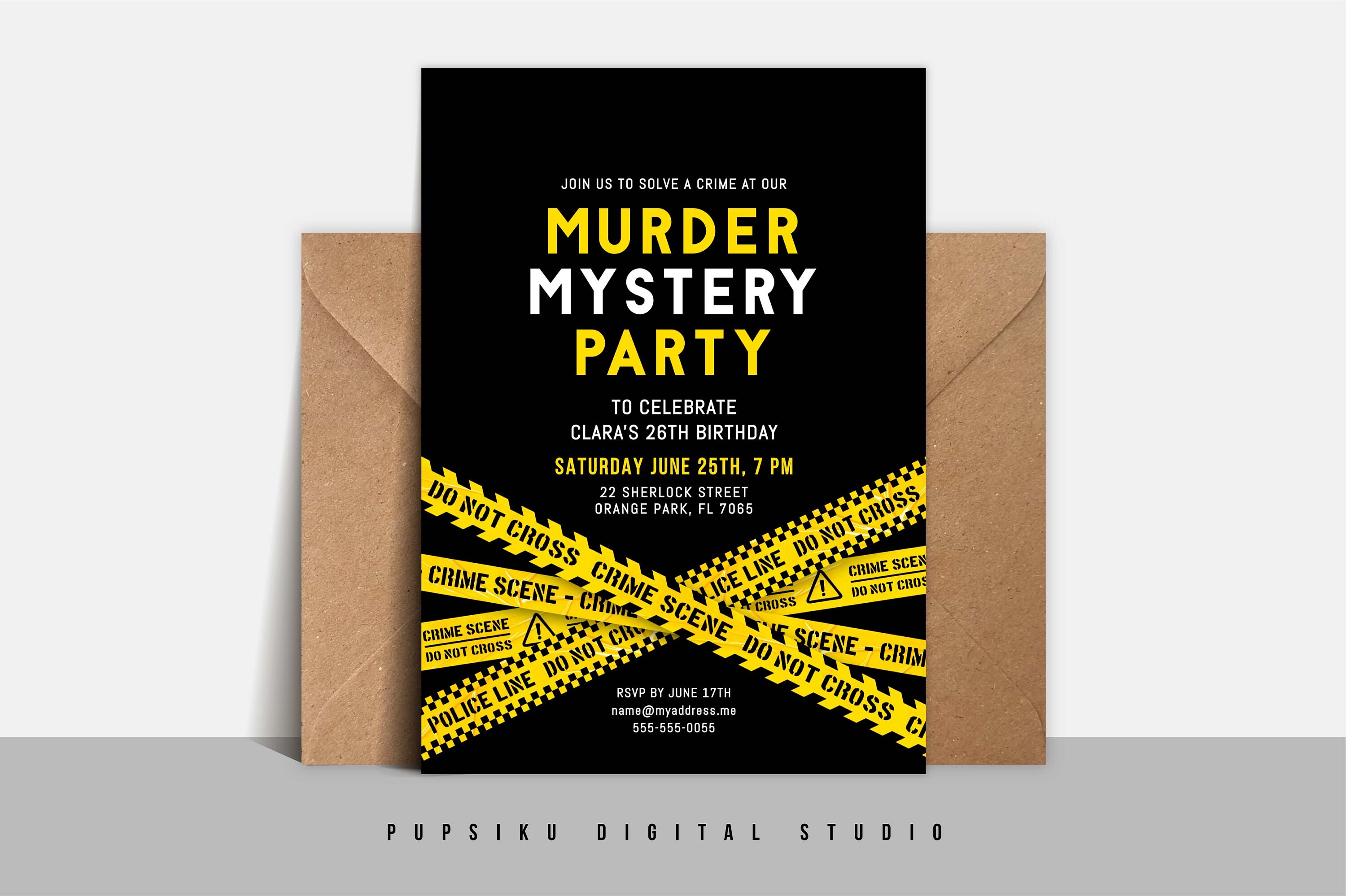 Murder Mystery Birthday Party Invitation, Detective or Police Crime ...