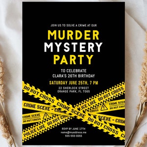 Murder Mystery Birthday Party Invitation, Editable 5x7" Card, PRINTABLE ...
