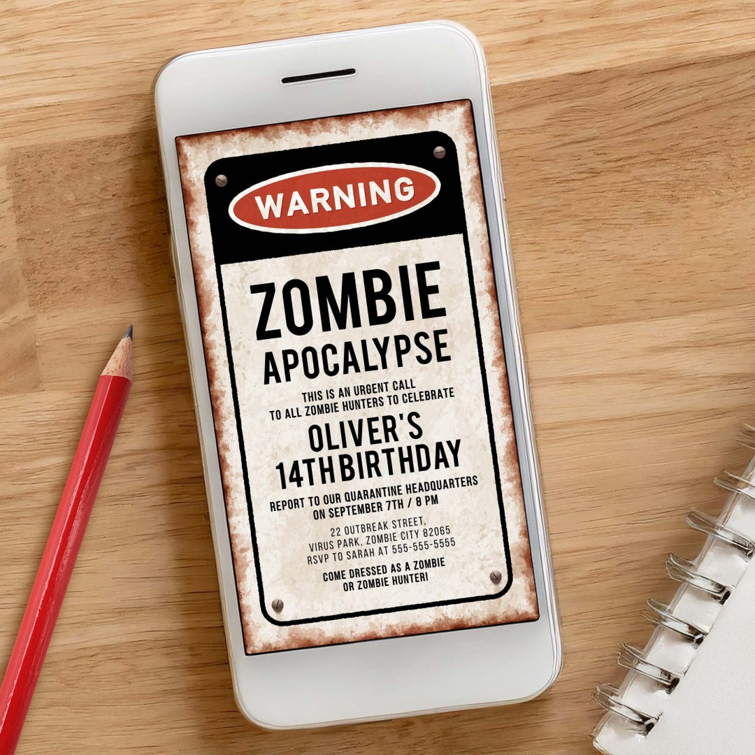 Zombie Party Electronic Invite, 1080x1920px Editable Halloween Virus ...