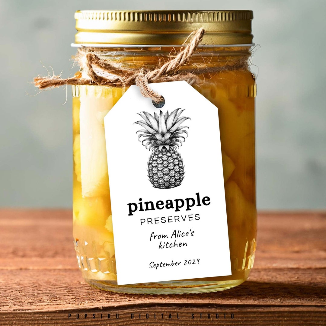 Pineapple Food Label, Editable 2"x3.5" Canning Label for Homemade ...