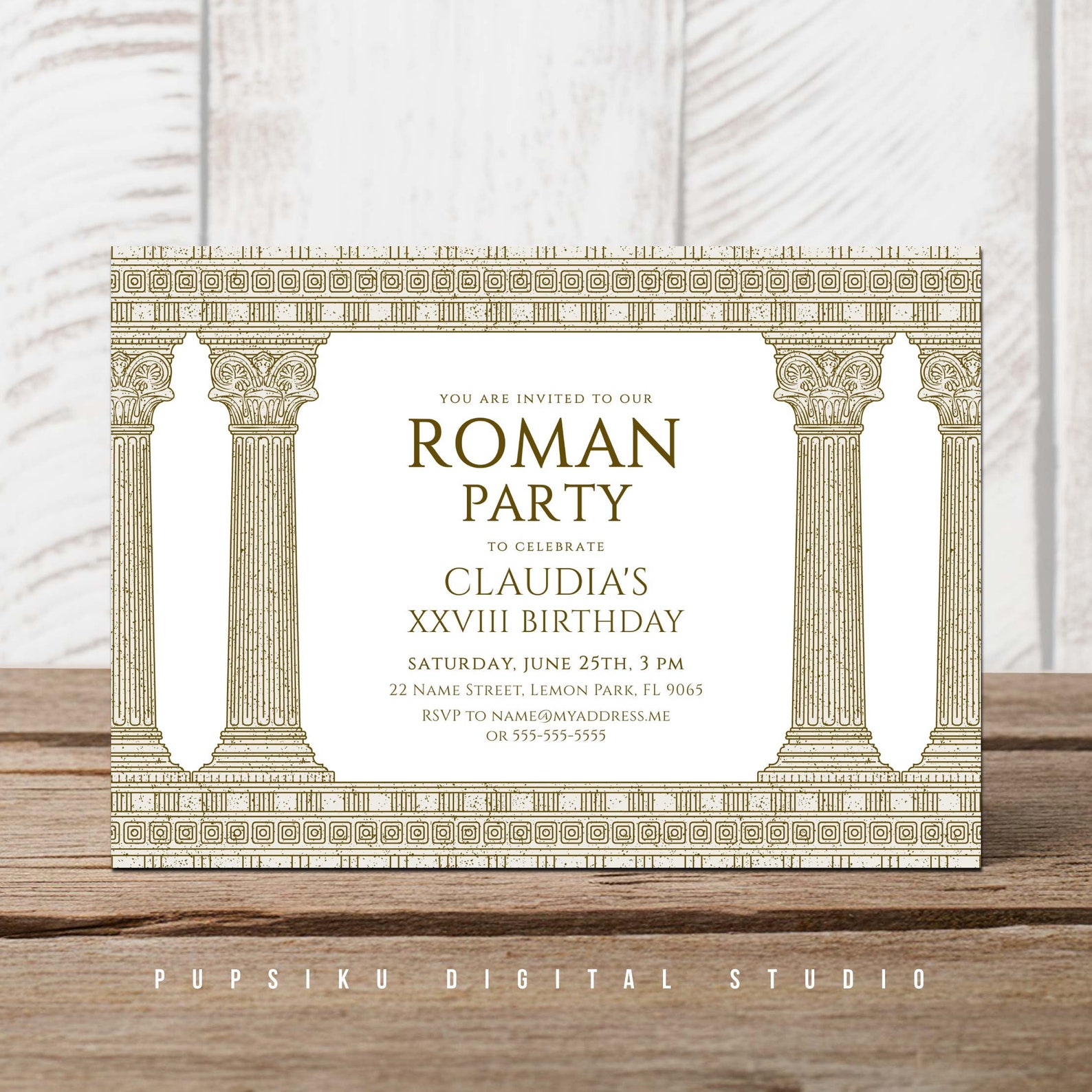 Roman Birthday Party Invitation: Ancient Greece Toga (7x5 Editable File ...