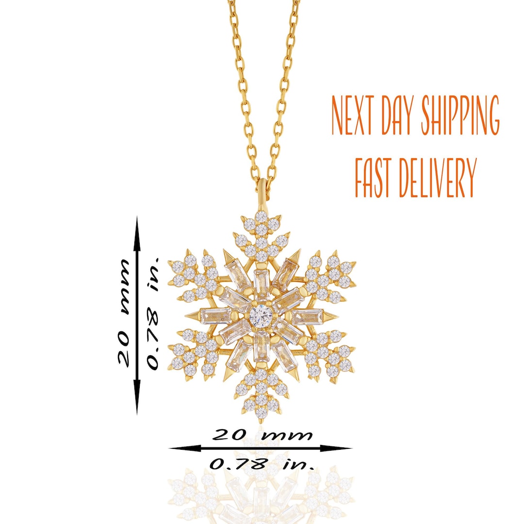 14K Gold Plated Snowflake Necklace, Tiny Snowflake Necklace, Snowflake ...