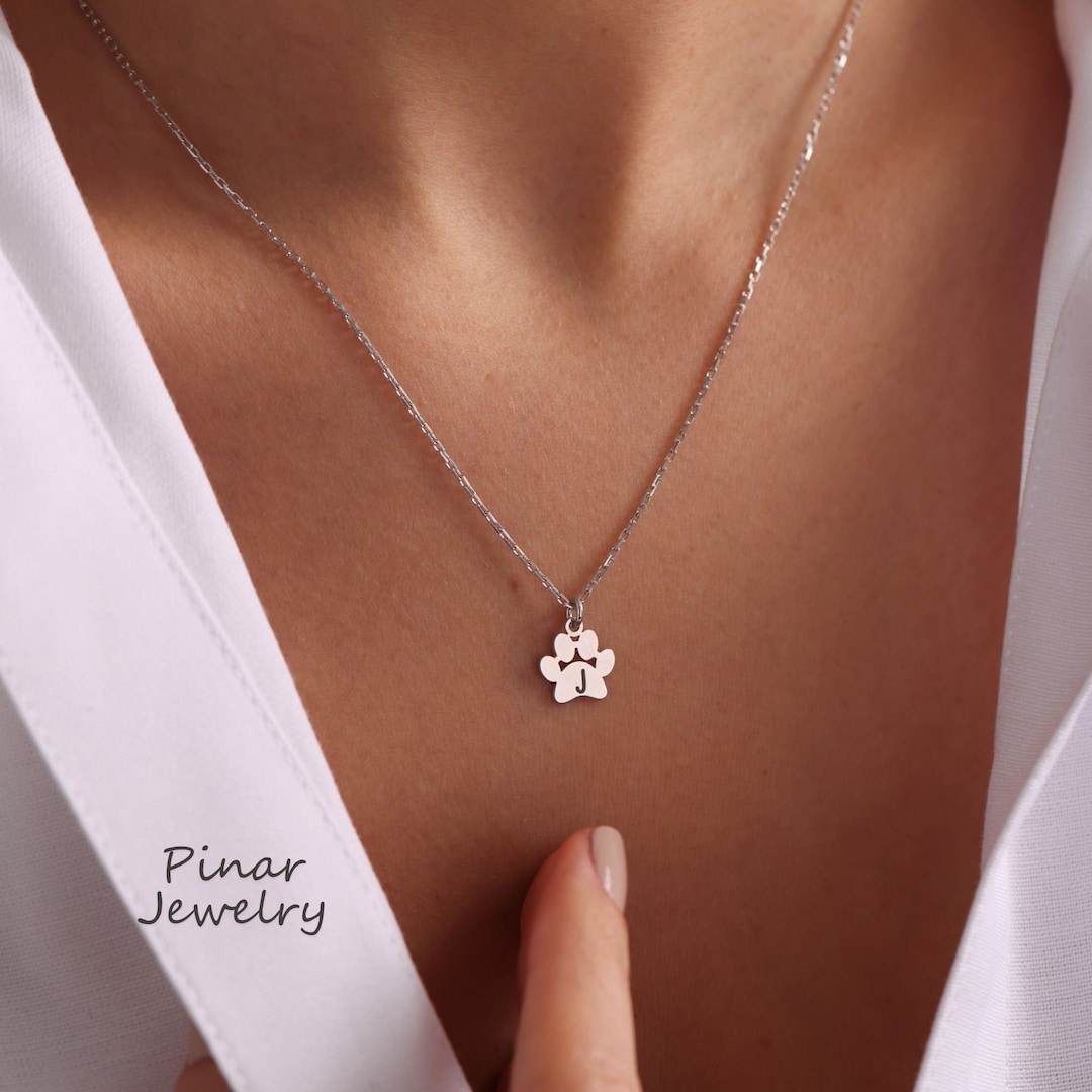 Personalized Dog Paw Necklace, 925 Sterling Silver Pet Name Necklace ...