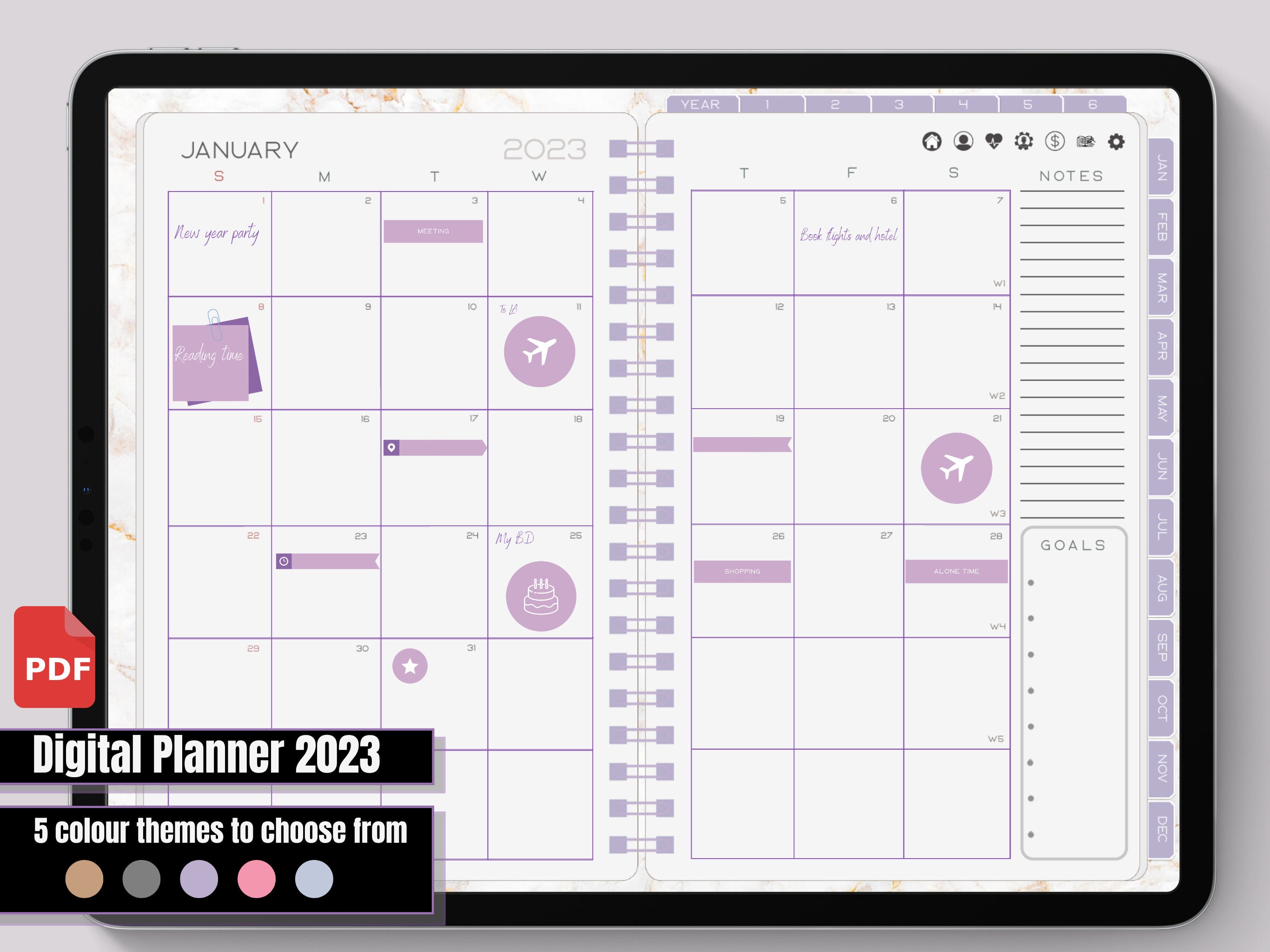 Sun-sat Digital Planner 2023 Everyday Life Planner Goodnotes - Etsy