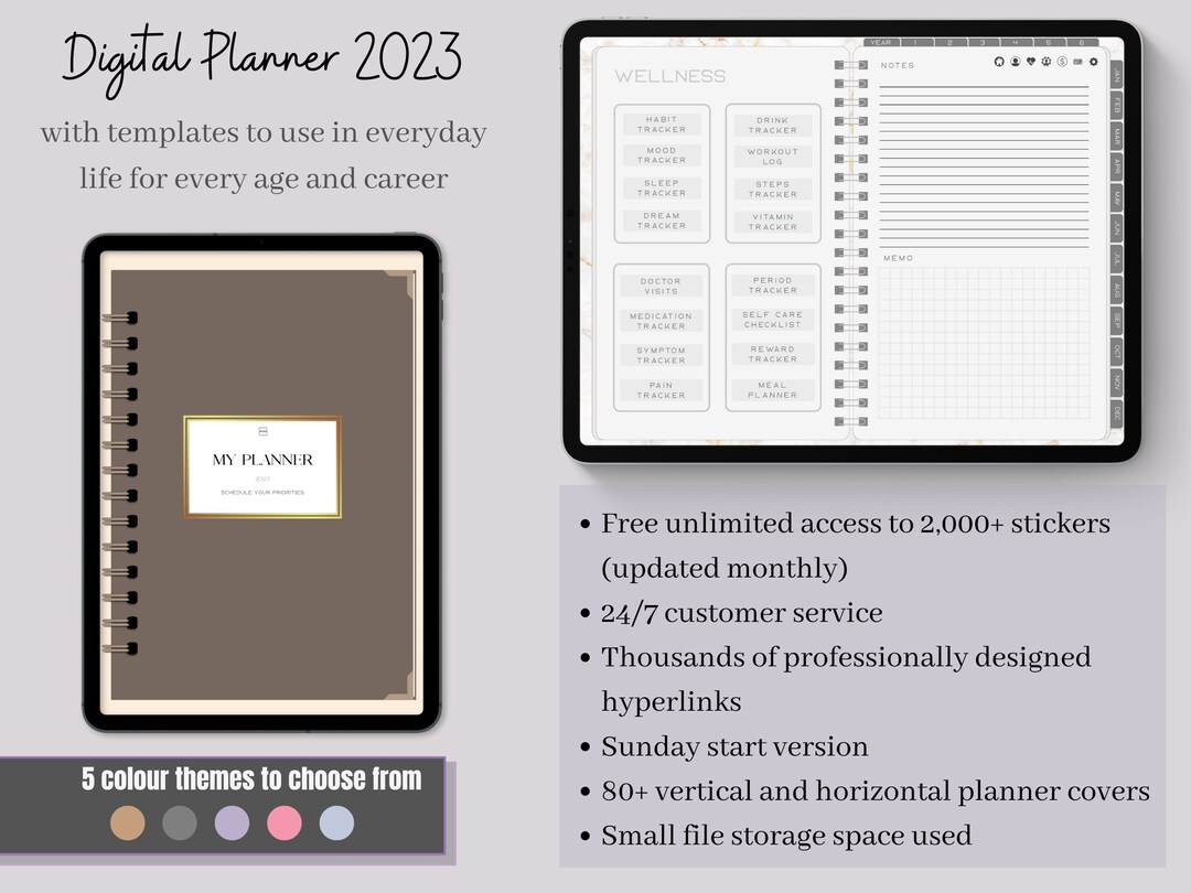Sun-sat Digital Planner 2023 Everyday Life Planner Goodnotes - Etsy
