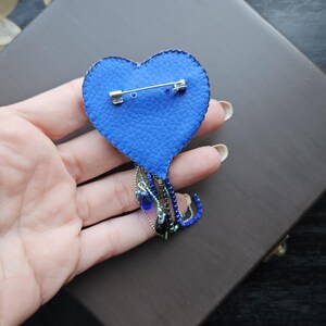 Embroidered Blue Heart Brooch, Handmade Heart Brooch, Design Heart ...