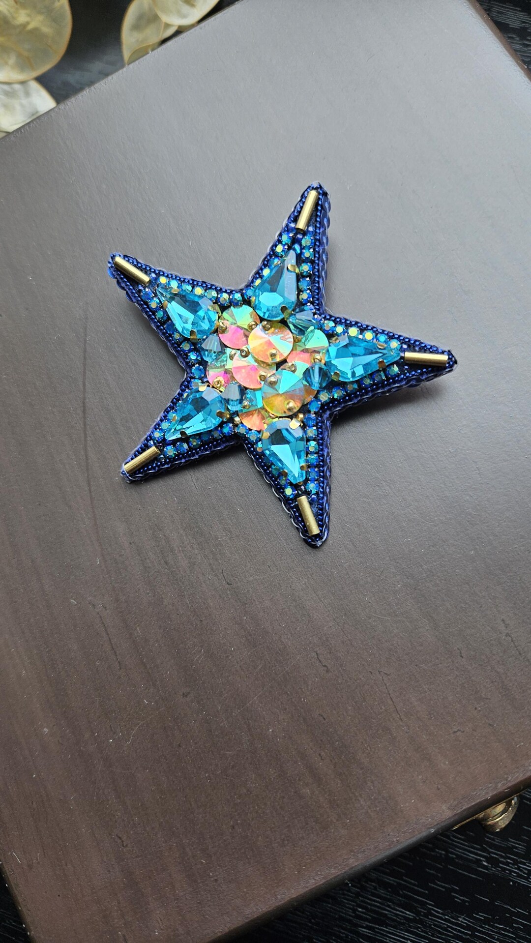 Blue Star Brooch, Embroidered Star Pin, Handcraft Star Pin, Beaded Star ...