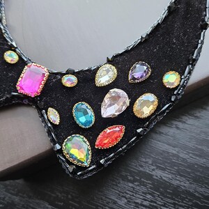 Embroidered Colorful Collar, Handmade Black Collar, Beaded Design ...
