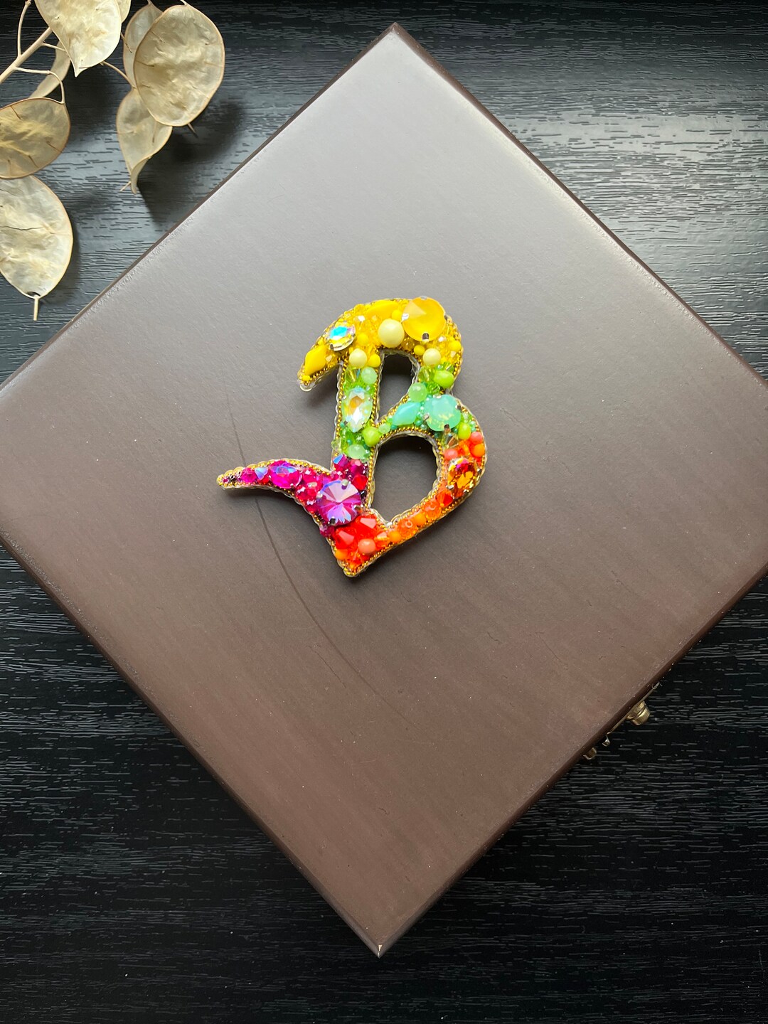 Letter B Brooch, Handmade Letter Pin, Embroidered Letter Badge ...